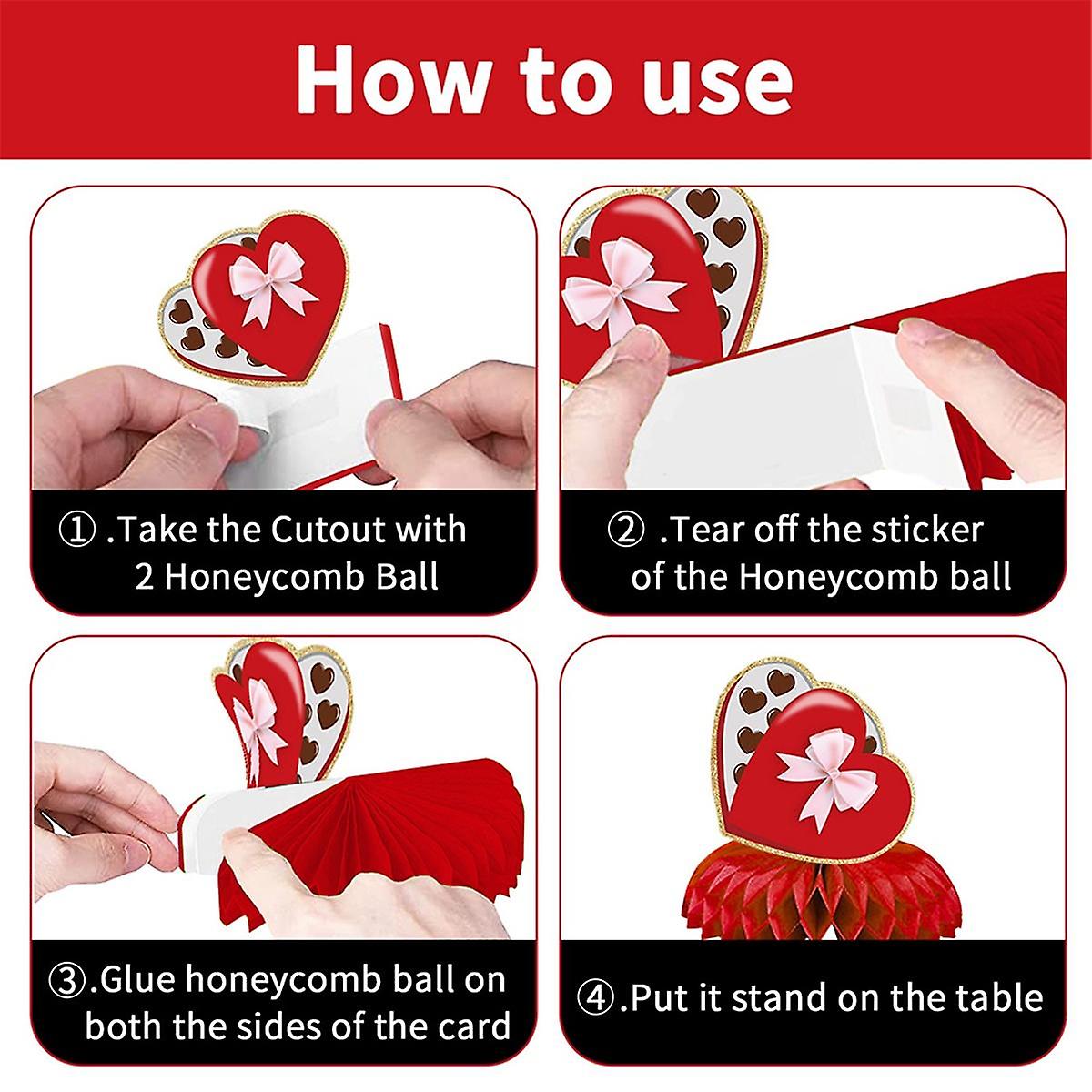 9pieces Vintage Valentine's Day 3d Paper Heart Table Centerpiece Signs ...