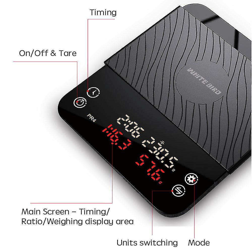 Smart Digital Coffee With Timer Mini Black Electronic Scale Built-in ...