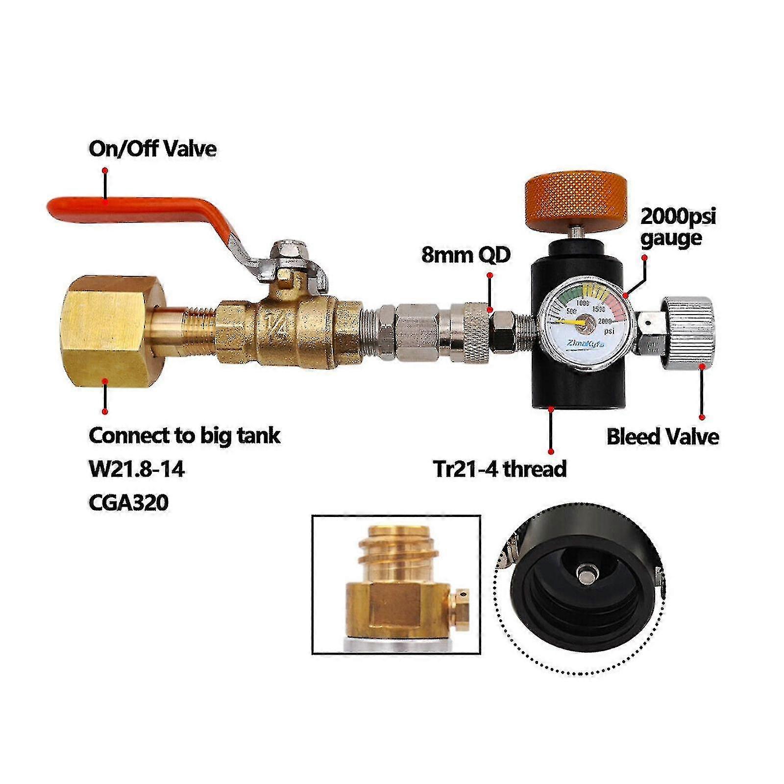 Cga320 Co2 Cylinder Refill Adapter & Ball Valve For Sodastream Tank Connector-DF | Fruugo DE