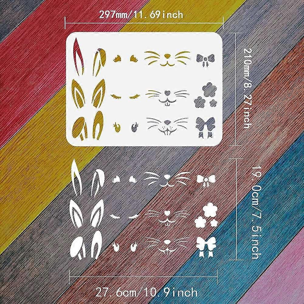 1pc Easter Bunny Face Stencil Reusable Cute Rabbit Eye and Ear Drawing ...