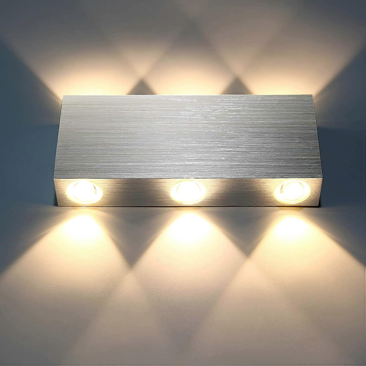LED Wall Light Indoor Living Room Up & Down Wall Light Silver Brushed ...