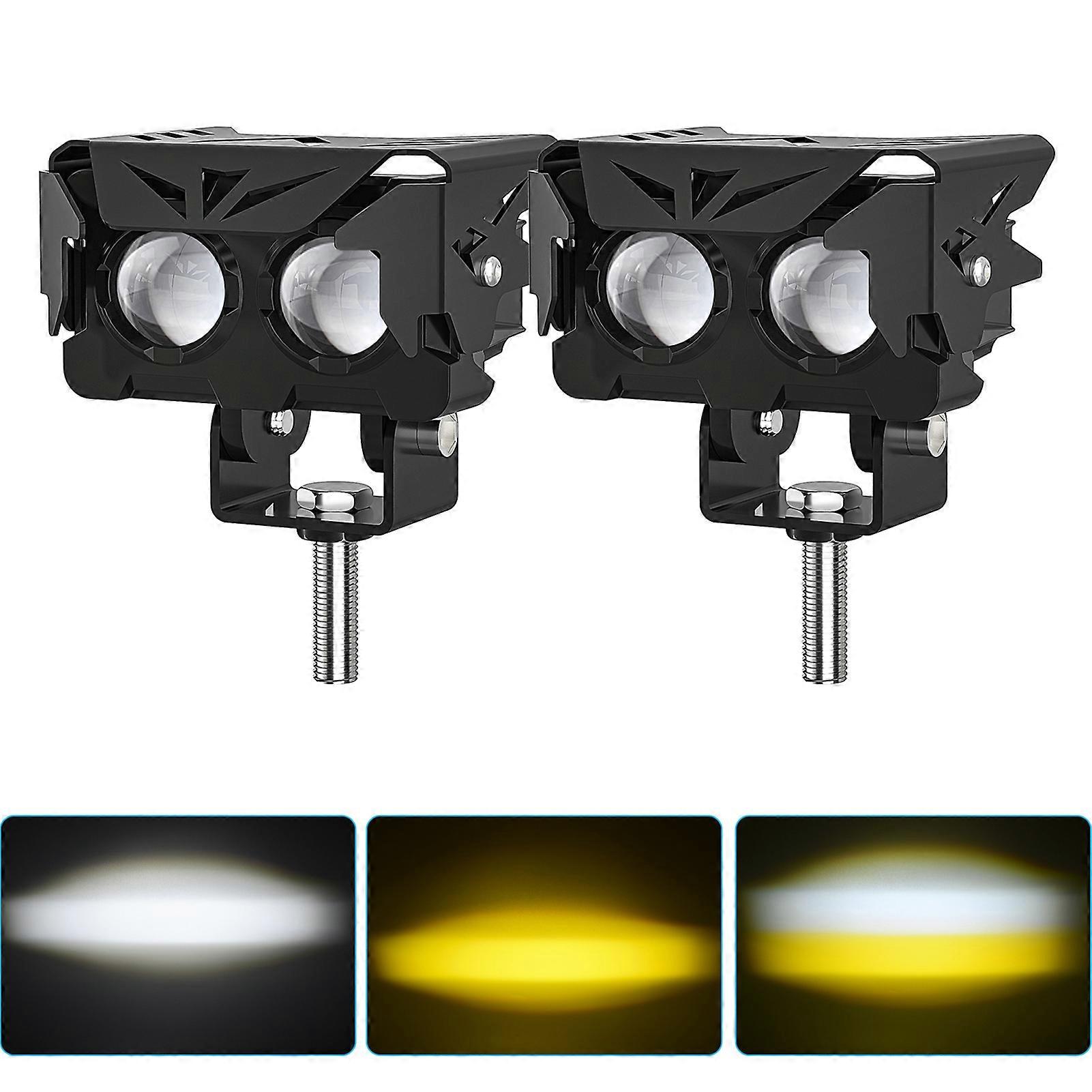 Motorcycle LED Driving Fog Lights 120W White and Amber LED Pods ...