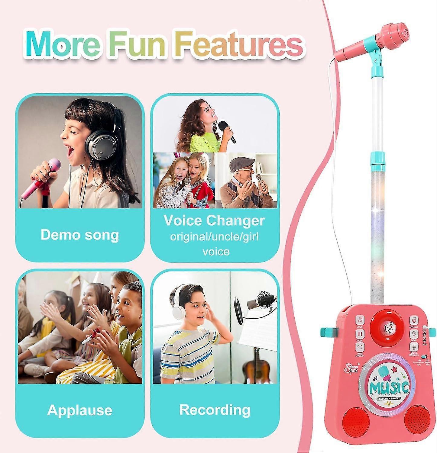 Kids Karaoke Machine With 2 Microphones And Adjustable Stand, Music ...