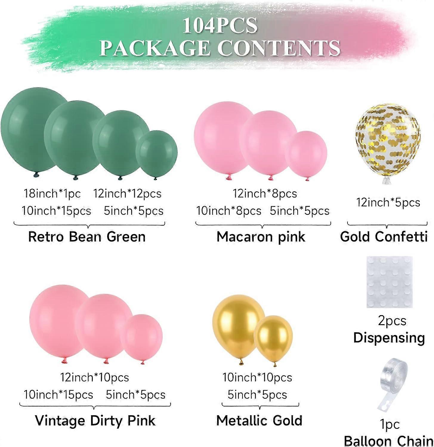 Sage Green Pink Balloon Garland Arch Kit with Green Pink Latex Balloons ...