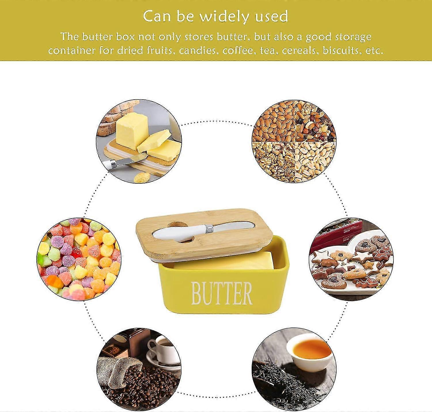 Porcelain Butter Dishes with Lids, Airtight Silicone Butter Box Butter ...