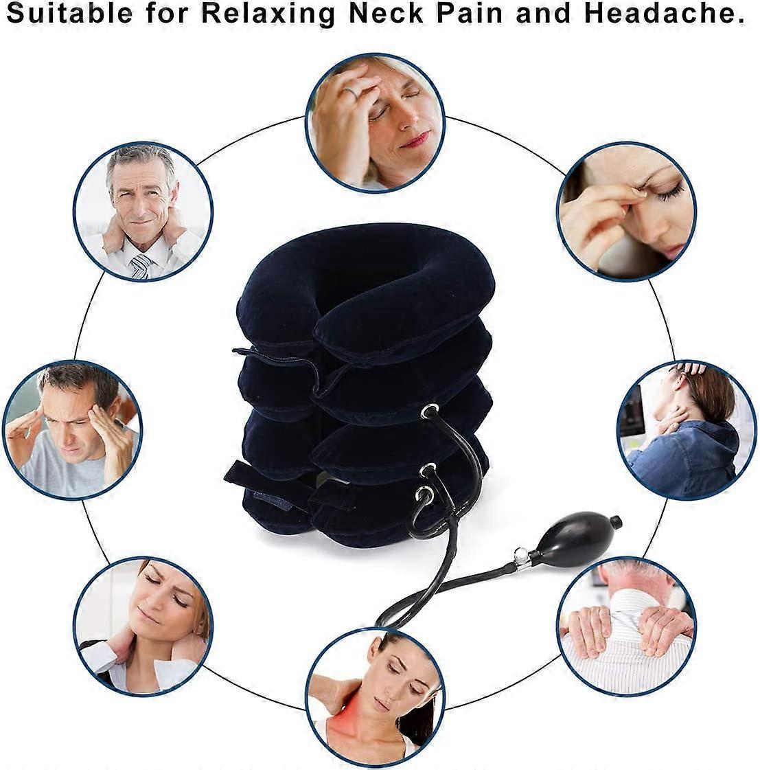 Dww-Coussin de Traction Cervicale Collier Cervical Gonflable, Bleu ...