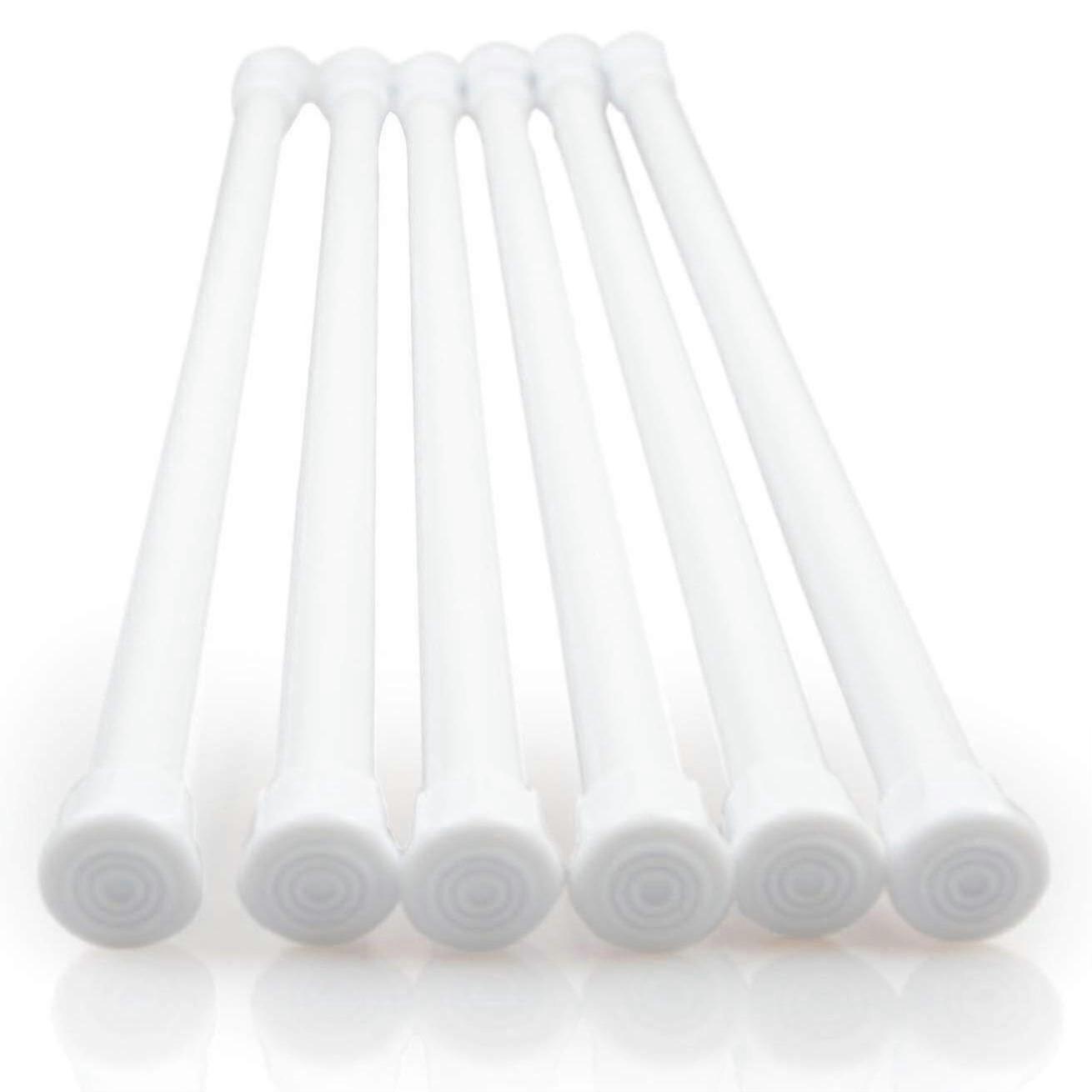 6 Pack Tension Rods, Adjustable Spring Cupboard Rod Curtain Rods White ...