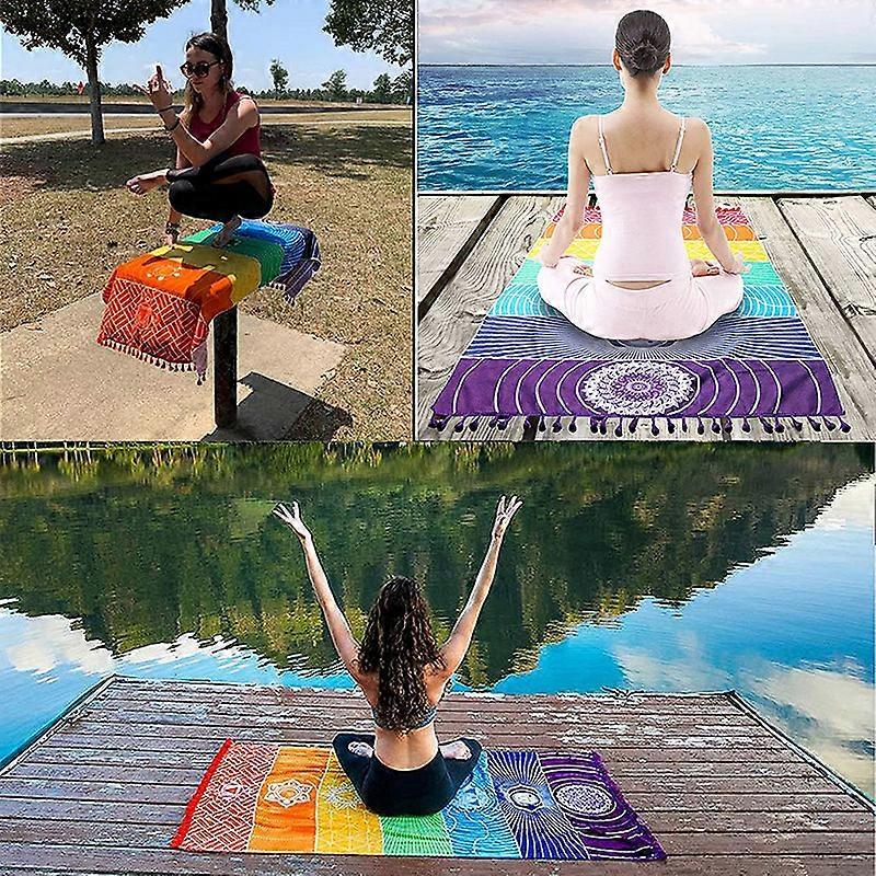 Yoga Mat, Rainbow Bohemian Yoga Beach Towel Mat | Fruugo UK