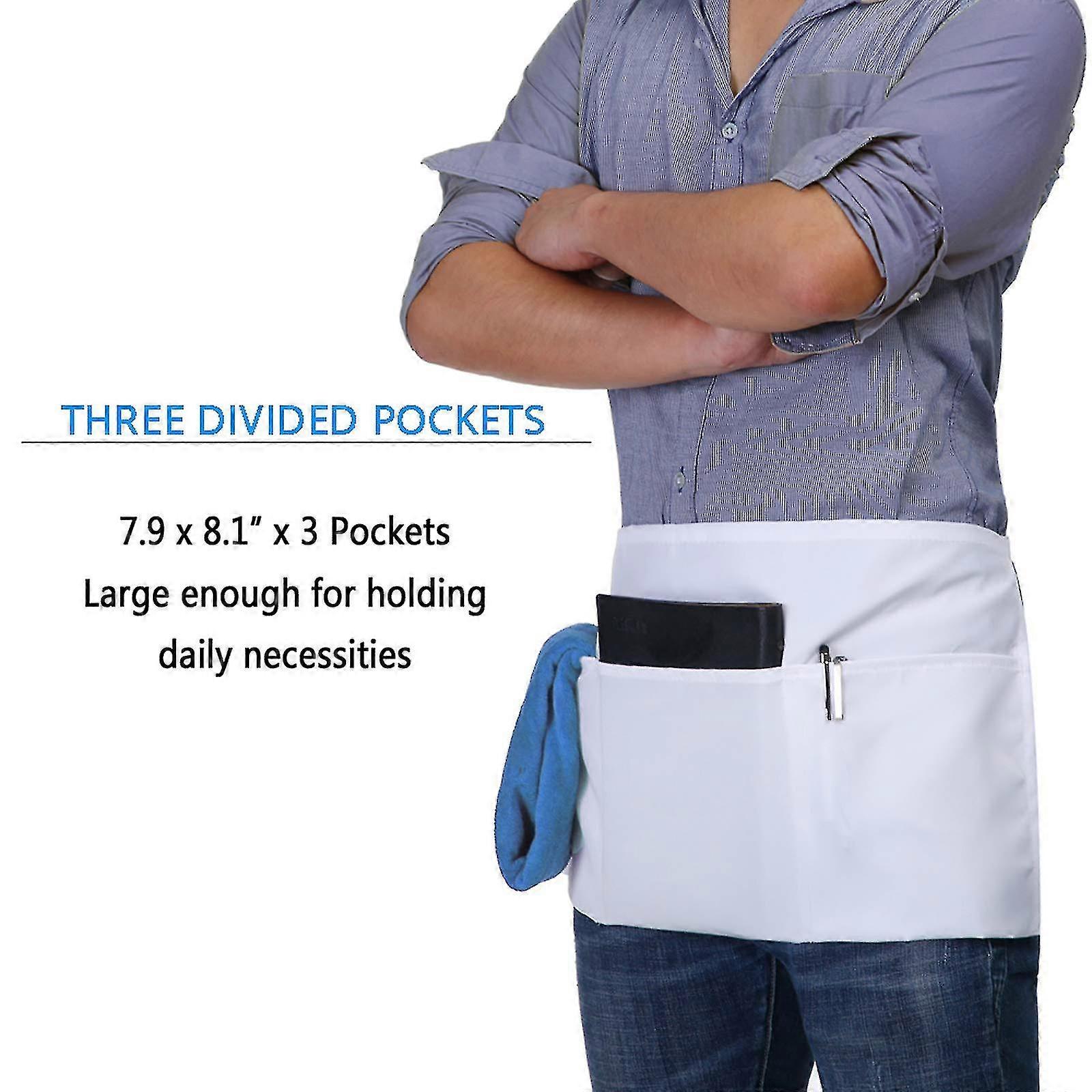 Waist Apron with 3 Pockets - Waitress Waitress Short Apron (White) Tw ...