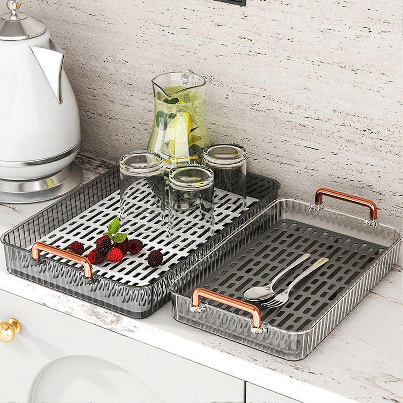 Water Drainage Tea Tray Double Layer Large Capacity Rectangular Cup ...