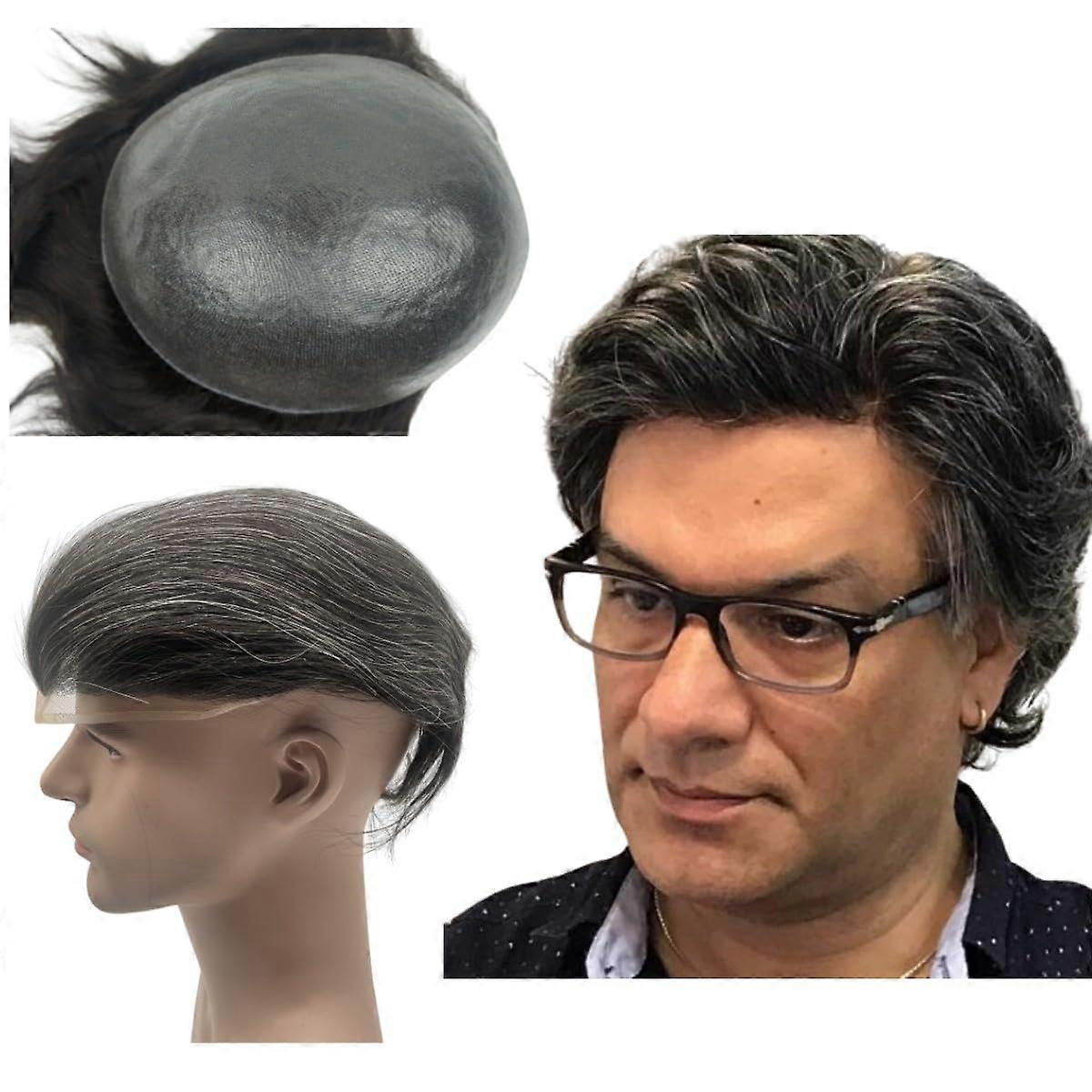 PU Skin Toupee For Men 10x8" Human Hair Replacement System 0.04mm Thin ...