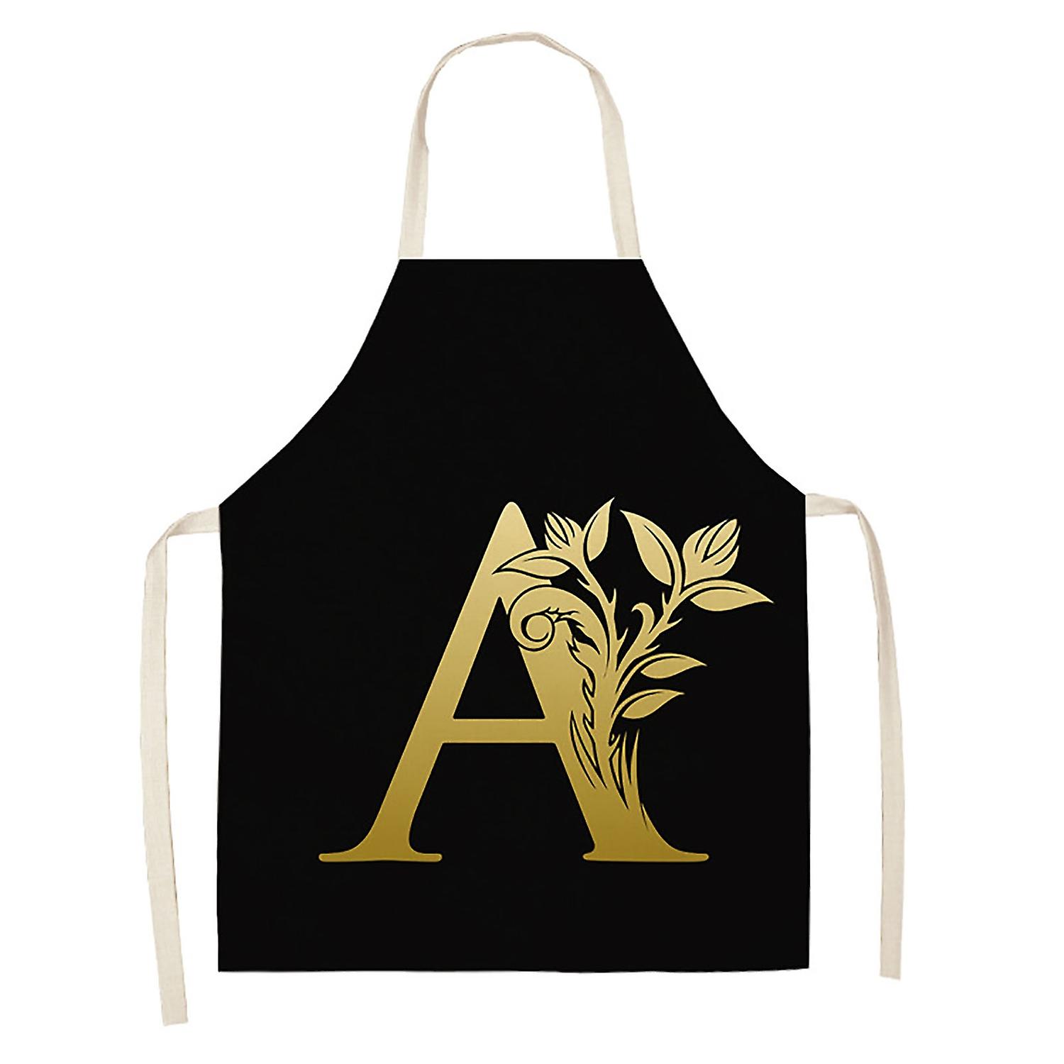 BoSaiD Golden Letter Alphabet Pattern Kitchen Apron Sleeveless Cooking ...