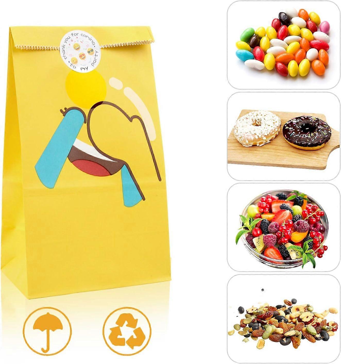 Emoji Paper Gift Bags, MOOKLIN ROAM 48pcs Kraft Paper Bags Paper ...