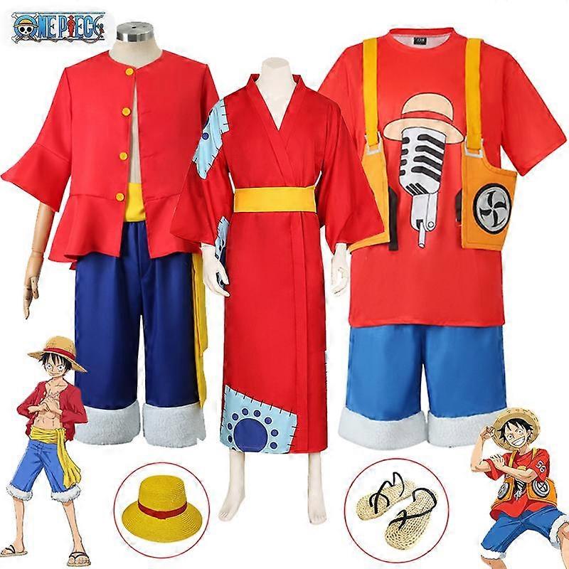 Anime One Piece Wano Country Monkey D. Luffy Cosplay Kostym Kimono ...