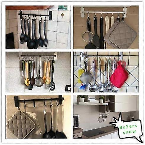 Wall Mounted Stainless Steel Kitchen Utensil Rack Rack with 7 Hooks ...