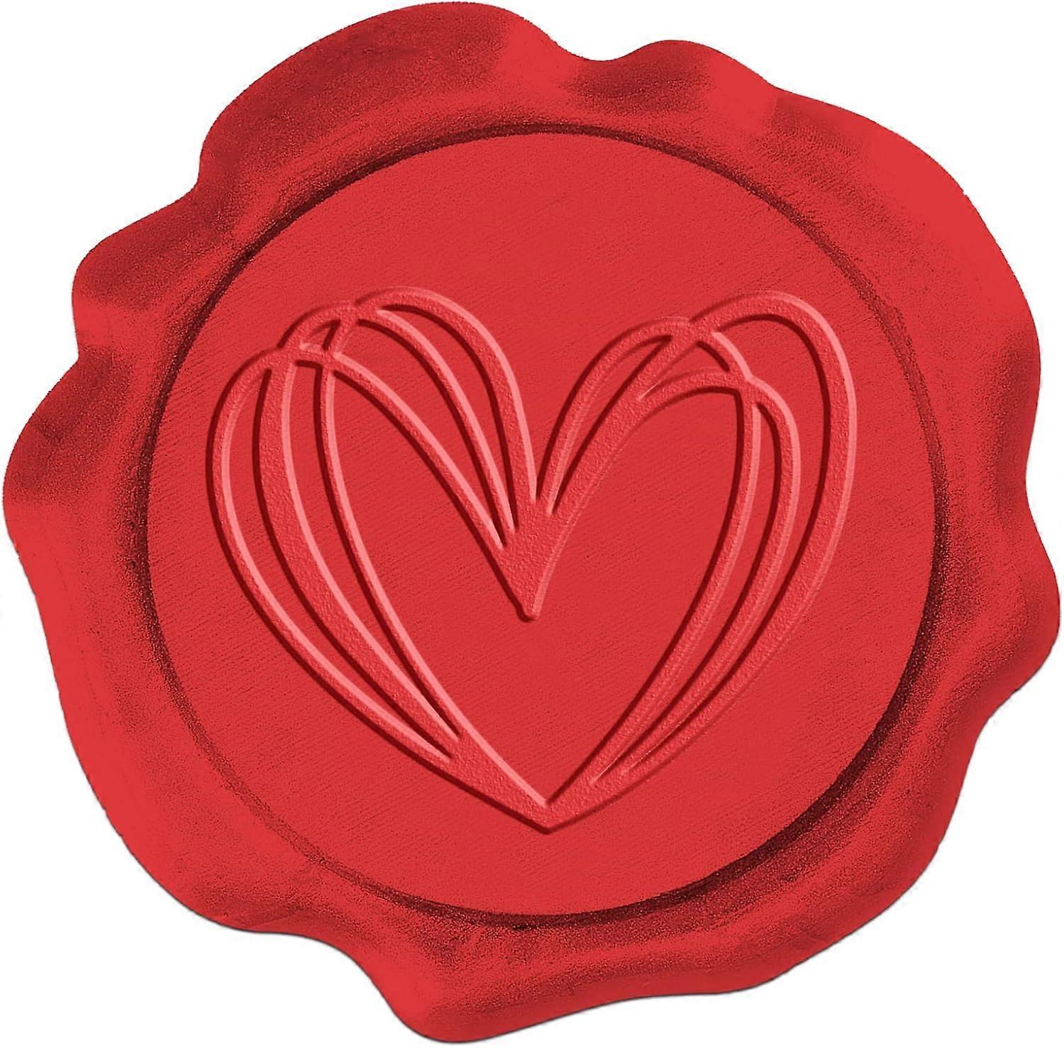 50 Pcs Red Love Wax Seal Stickers Overlapping Heart Shape Seals 3cm ...