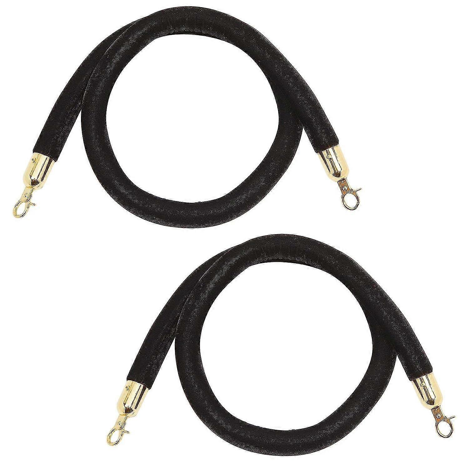 Black Velvet Stanchion Ropes With Gold Clasps, 5 Ft Crowd Control ...