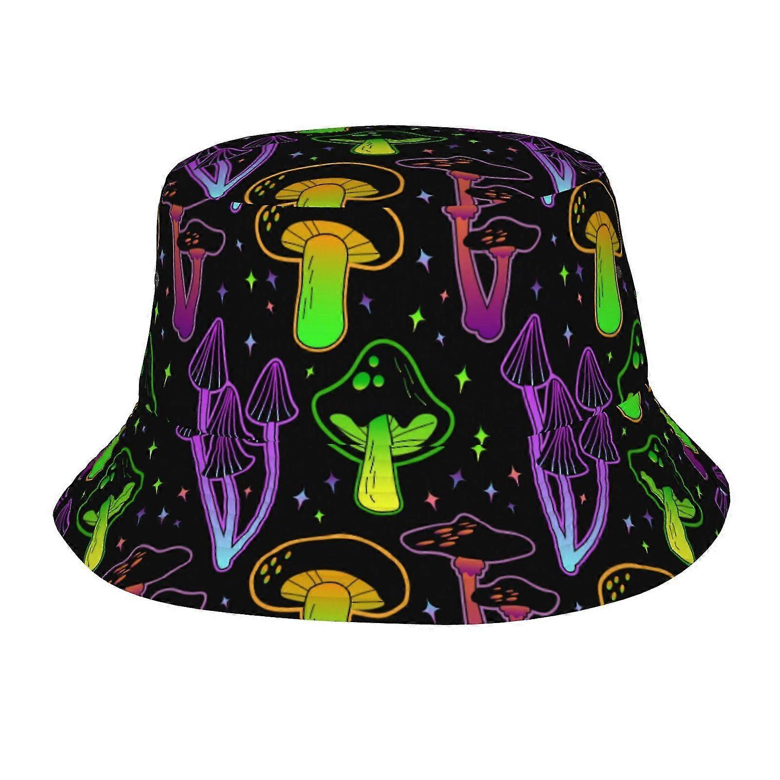 Psychedelic Magic Glowing Mushroom Bucket Hat For Women Men Sun Hats ...