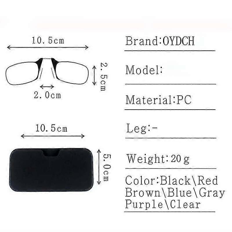 Legless Clamp Nose Reading Glasses with Ultra-thin Glasses Case | Fruugo UK