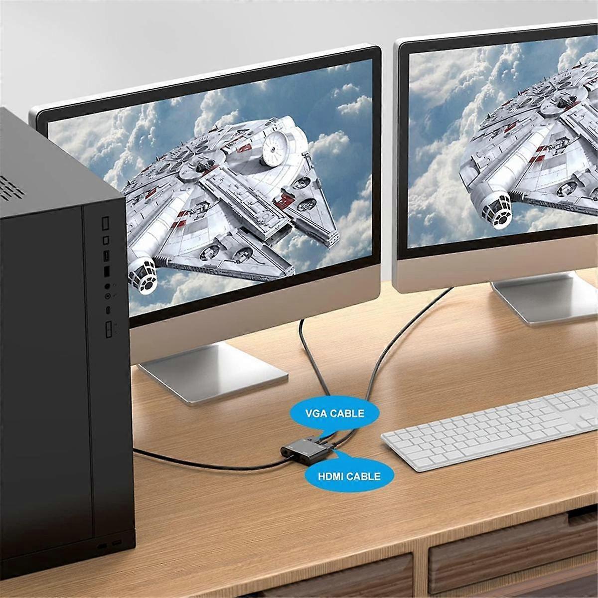 VGA to HDTV + VGA Converter Computer Connect Monitor Tv Dual Screen ...