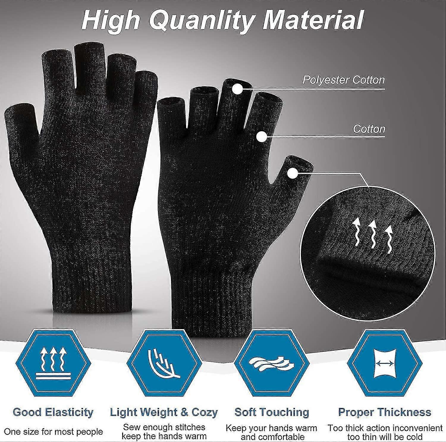 Fingerless Knitted Gloves Warm Half Finger Gloves Winter Knit Driving ...