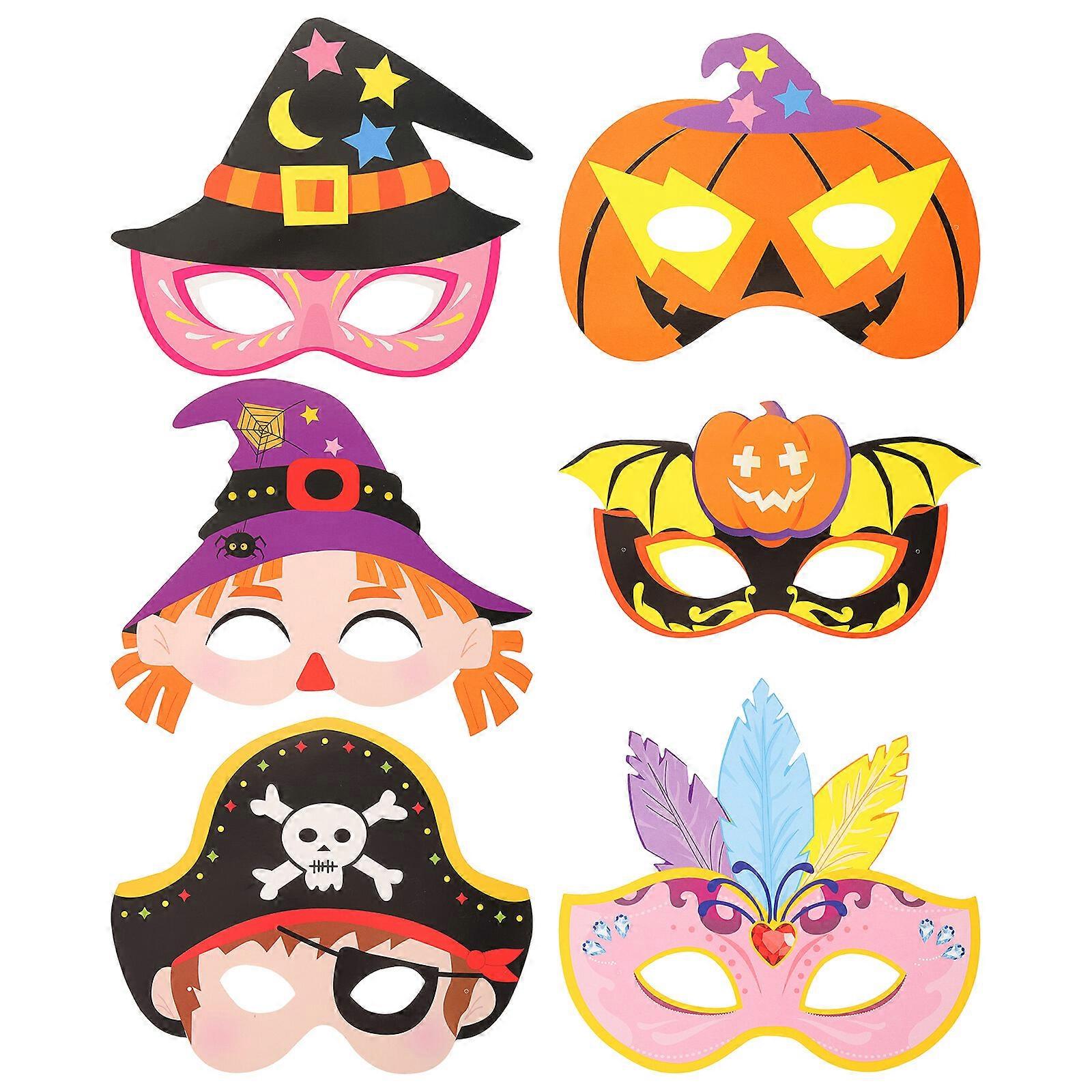 6pcs Diy Paper Masquerade Masks Adorable Halloween Masks Party Cartoon ...