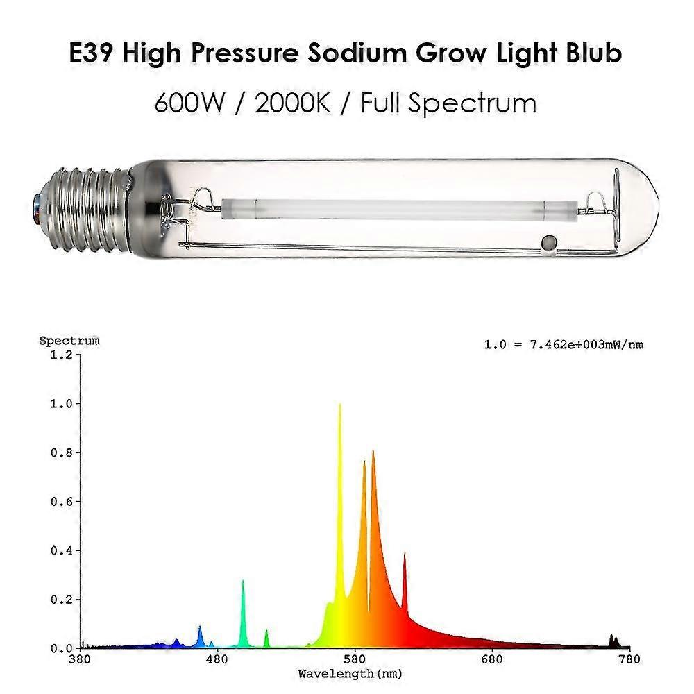 600W E39 High Pressure Sodium Grow Light Full Spectrum HPS Lamp Blubs ...