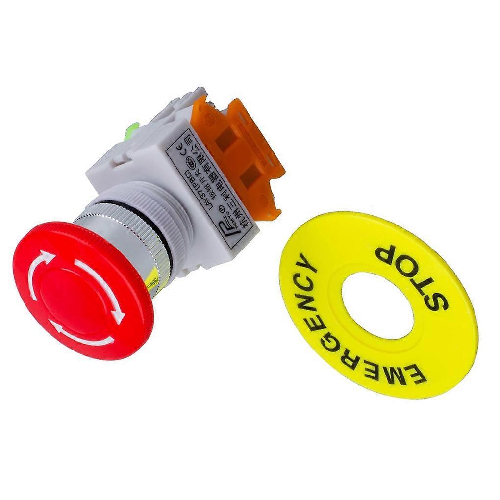 Push Button Switch With Yellow Cap Red Mushroom Emergency Stop ...