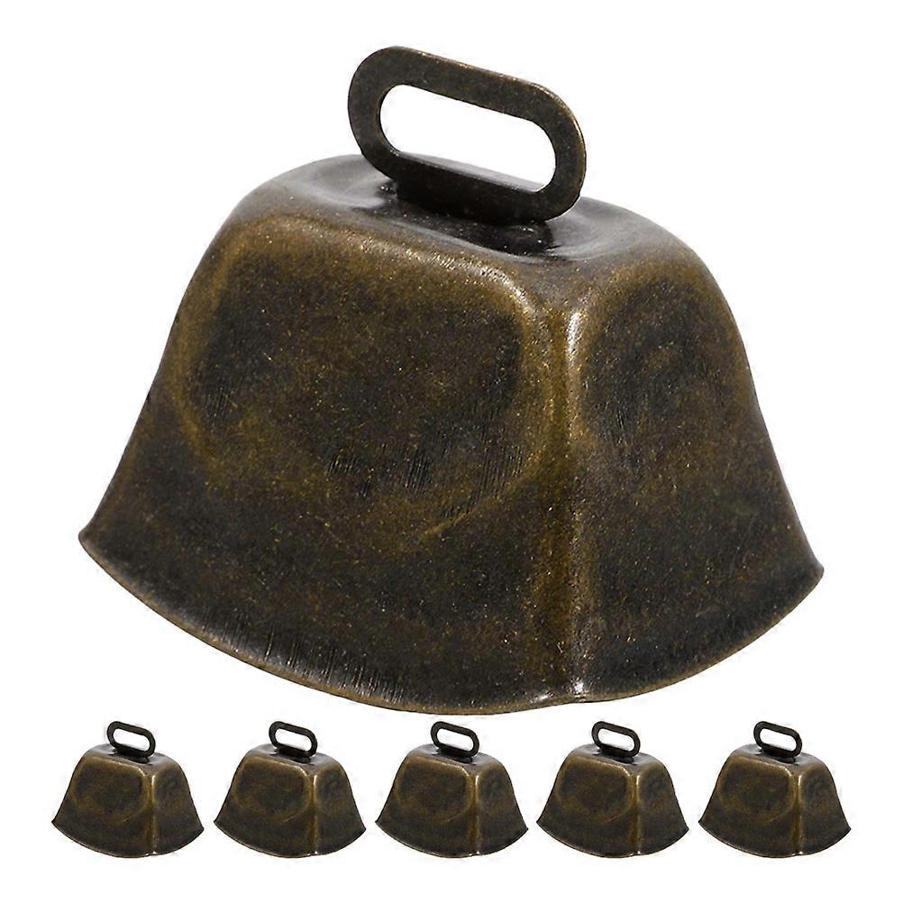 6Pcs Metal Cowbells for Decoration Vintage Style Dark Brown Iron Bells ...