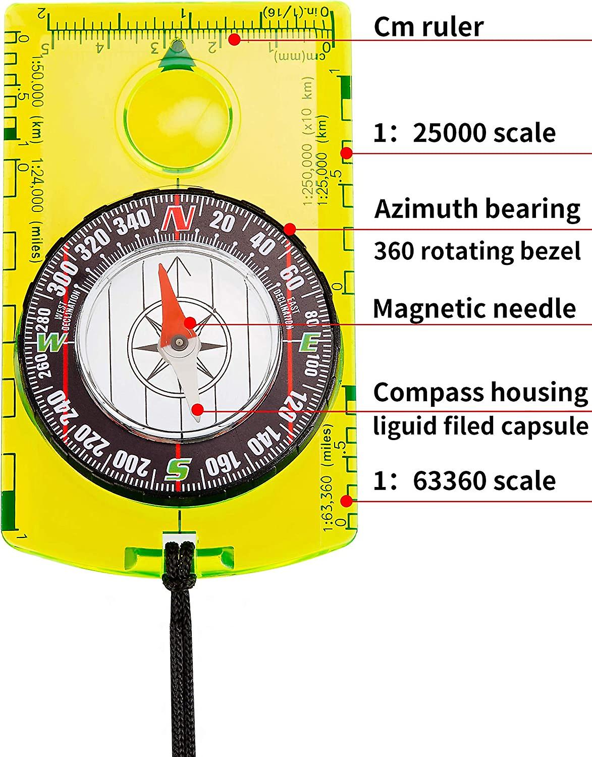 6 Pieces Hiking Backpacking Compass Navigation Backpacking Compass ...