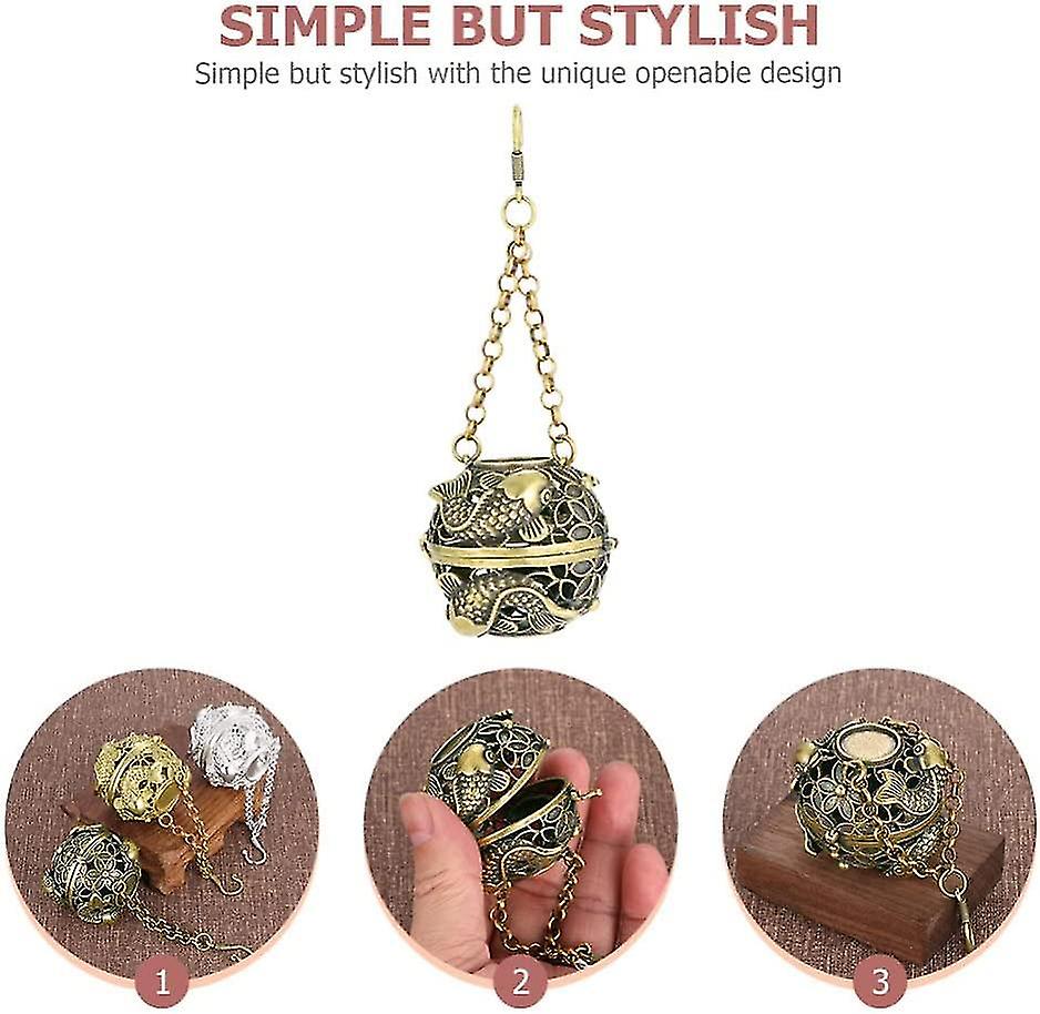 Incense Burner Hanging Censer Incense Burner with Chain Brass Incense ...