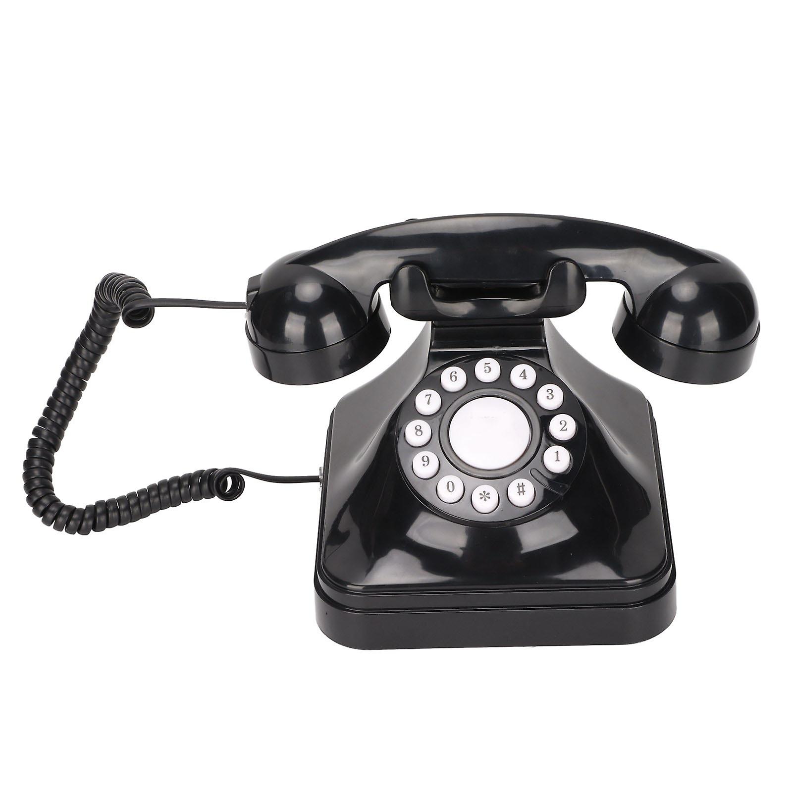 Corded Landline Phone Retro Classic Button Dial Home Office Decor Black ...