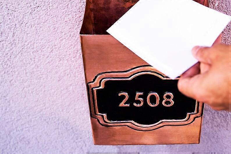 Handmade Copper Mail Box | Copper Mail Box With Numbers | 12" X 6" X 4 ...