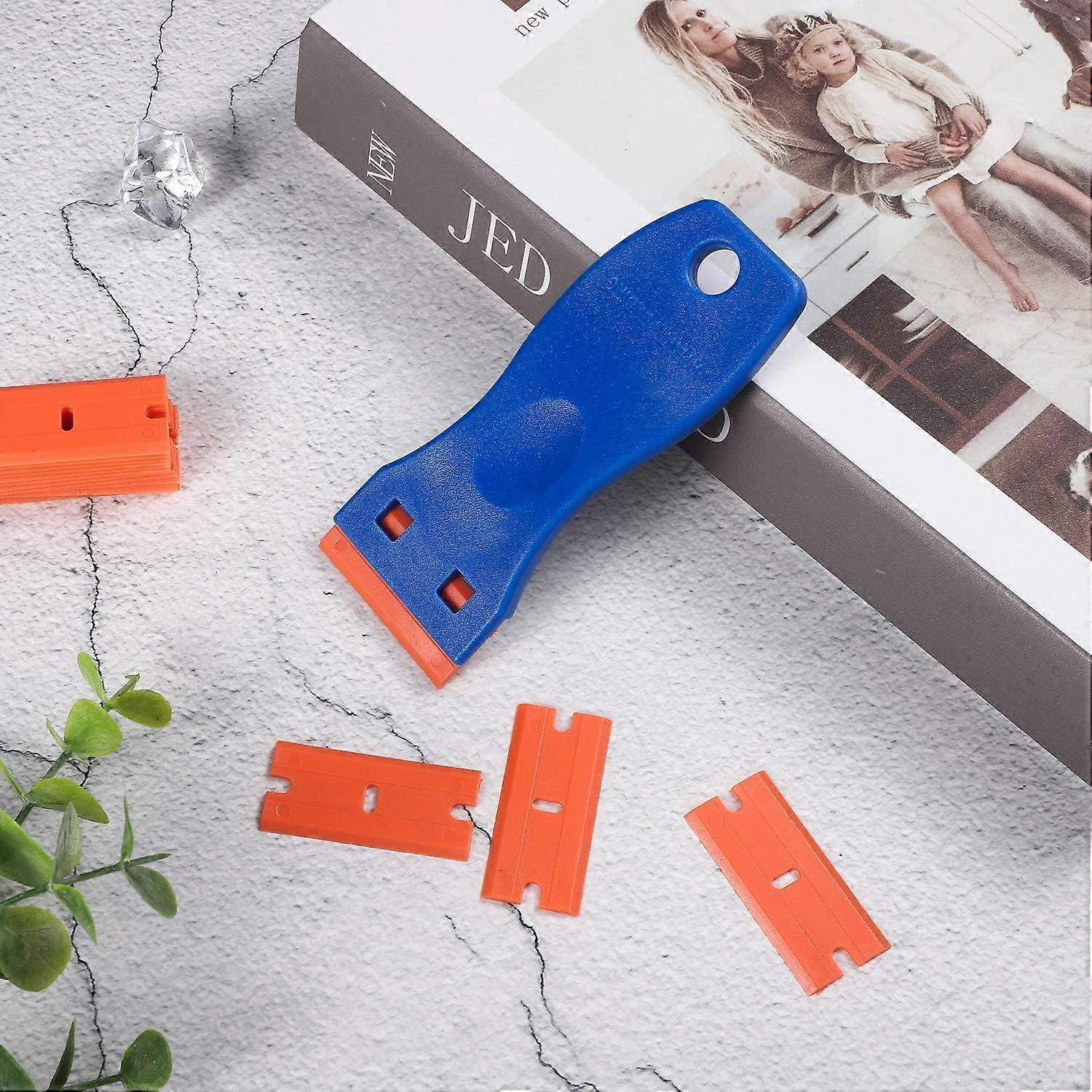 4 Pieces Plastic Razor Scraper Tools with 100 Pieces Plastic Razor ...