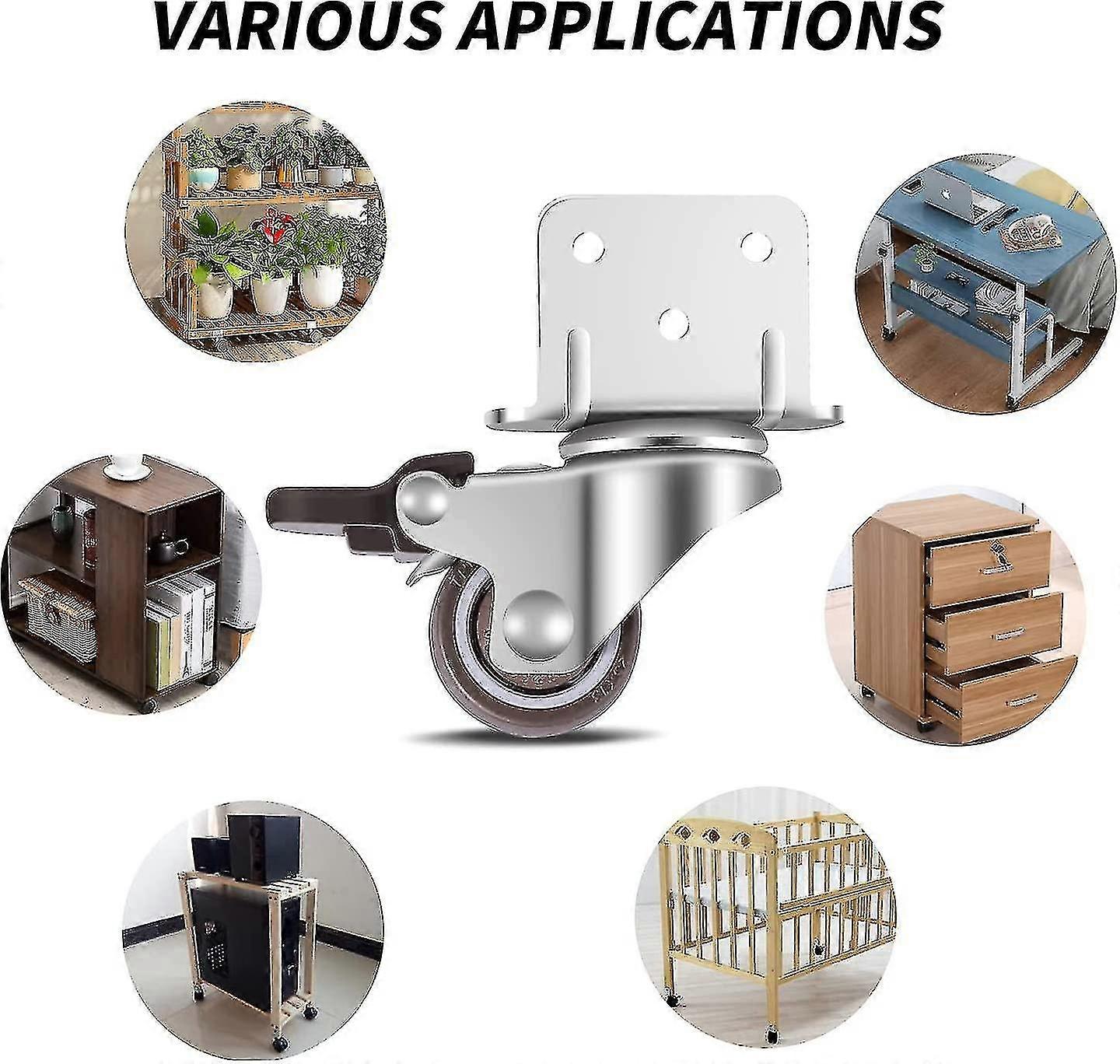 4 Pack Swivel Castors, Furniture Castors, Wheels With Brake, L-mounting ...