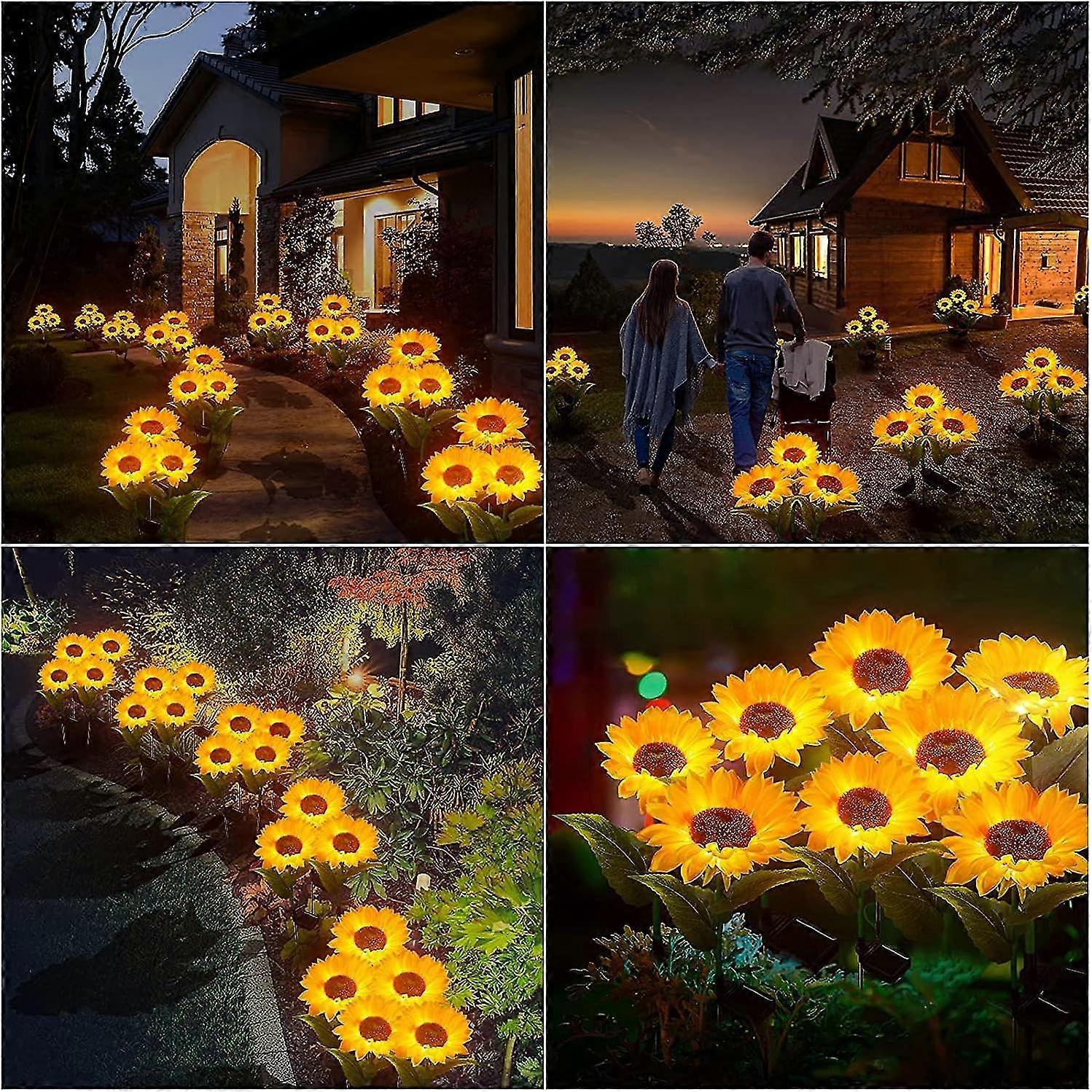 4 Pack Realistic Solar Lights for Garden Decor, Beautiful Solar Lights ...