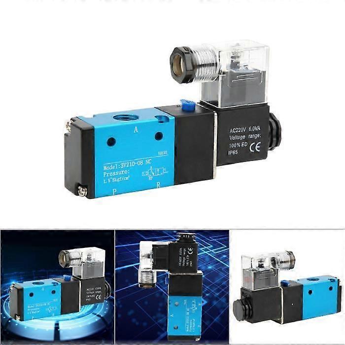 Pneumatic Solenoid Valve 3V210-08 2 Position 5 Way Solenoid Valve PT1/4in 1.2MPa 170Psi Solenoid ...