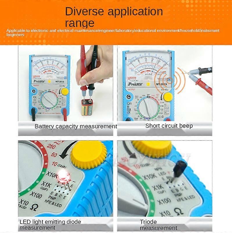 ProsKit MT-2019 Protective Function Analog Multimeter Safety Standard ...