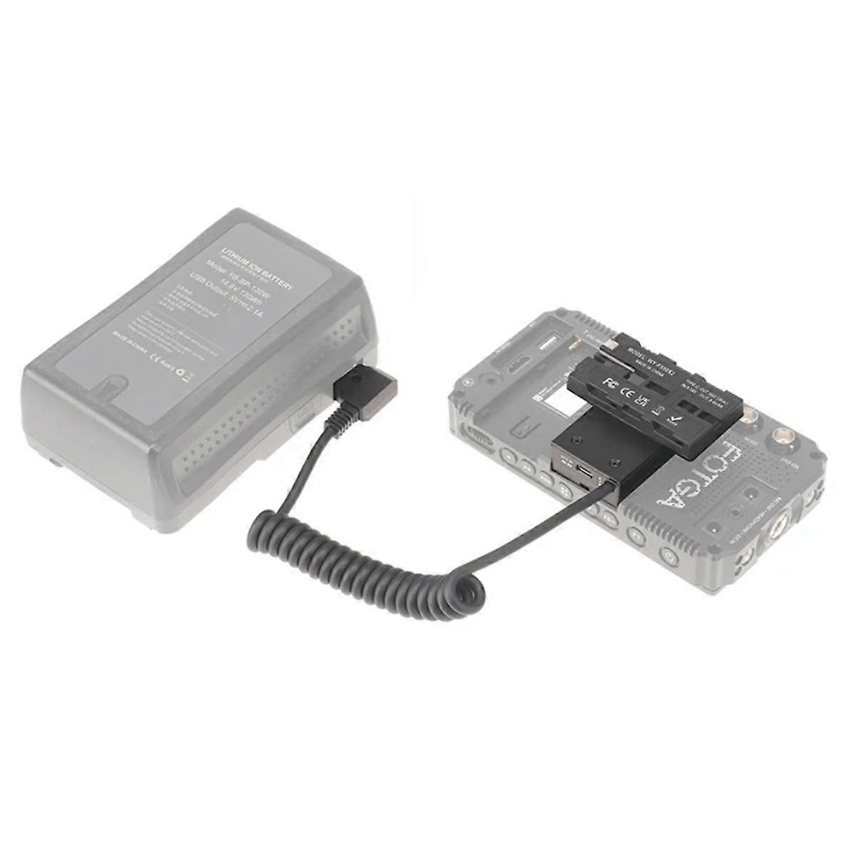 Dummy Battery D-Tap to Dual-Sided NP-F550 Coiled Cable DC Coupler ...