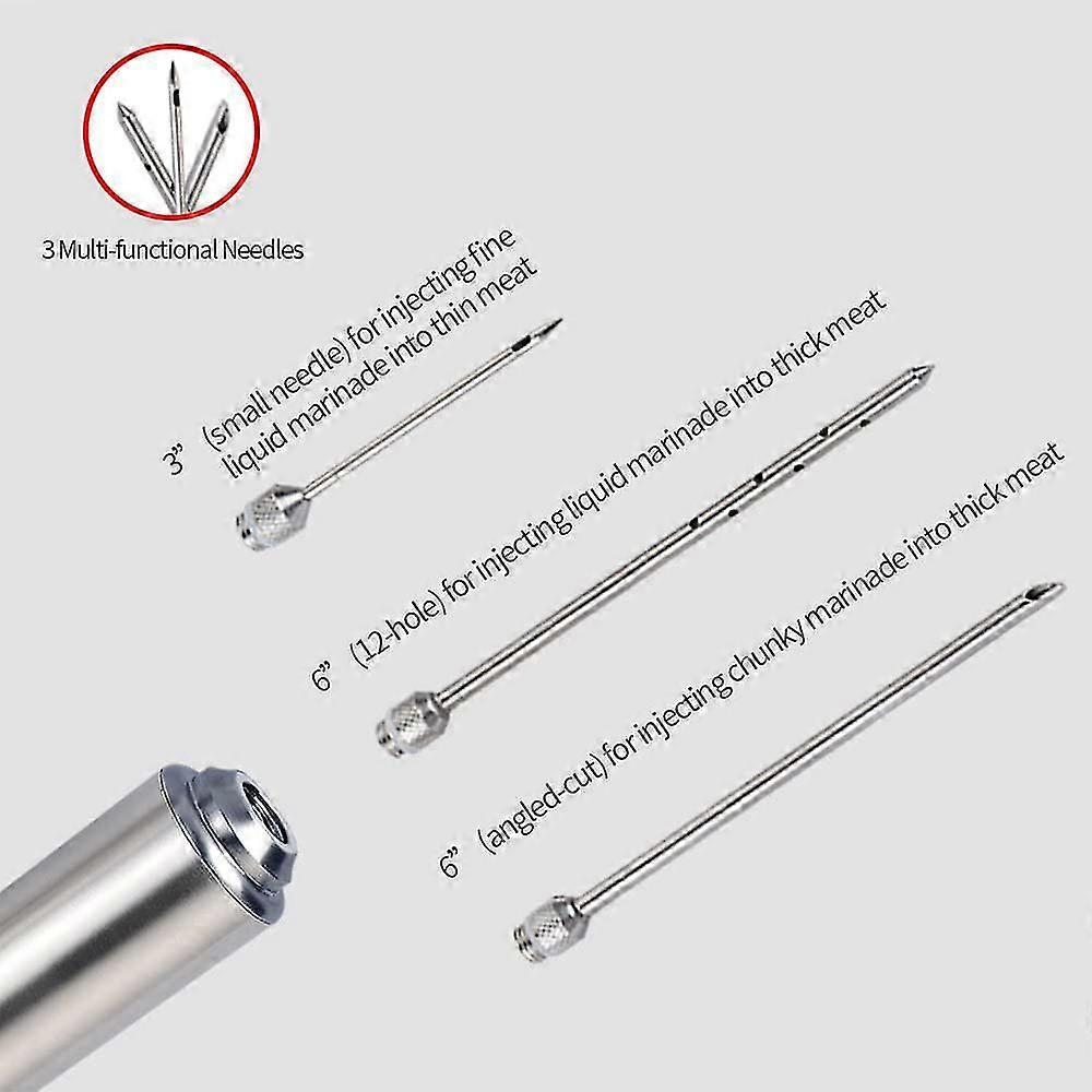 Stainless Steel Meat Injector Syringe With 3 Marinade Injector Needles ...