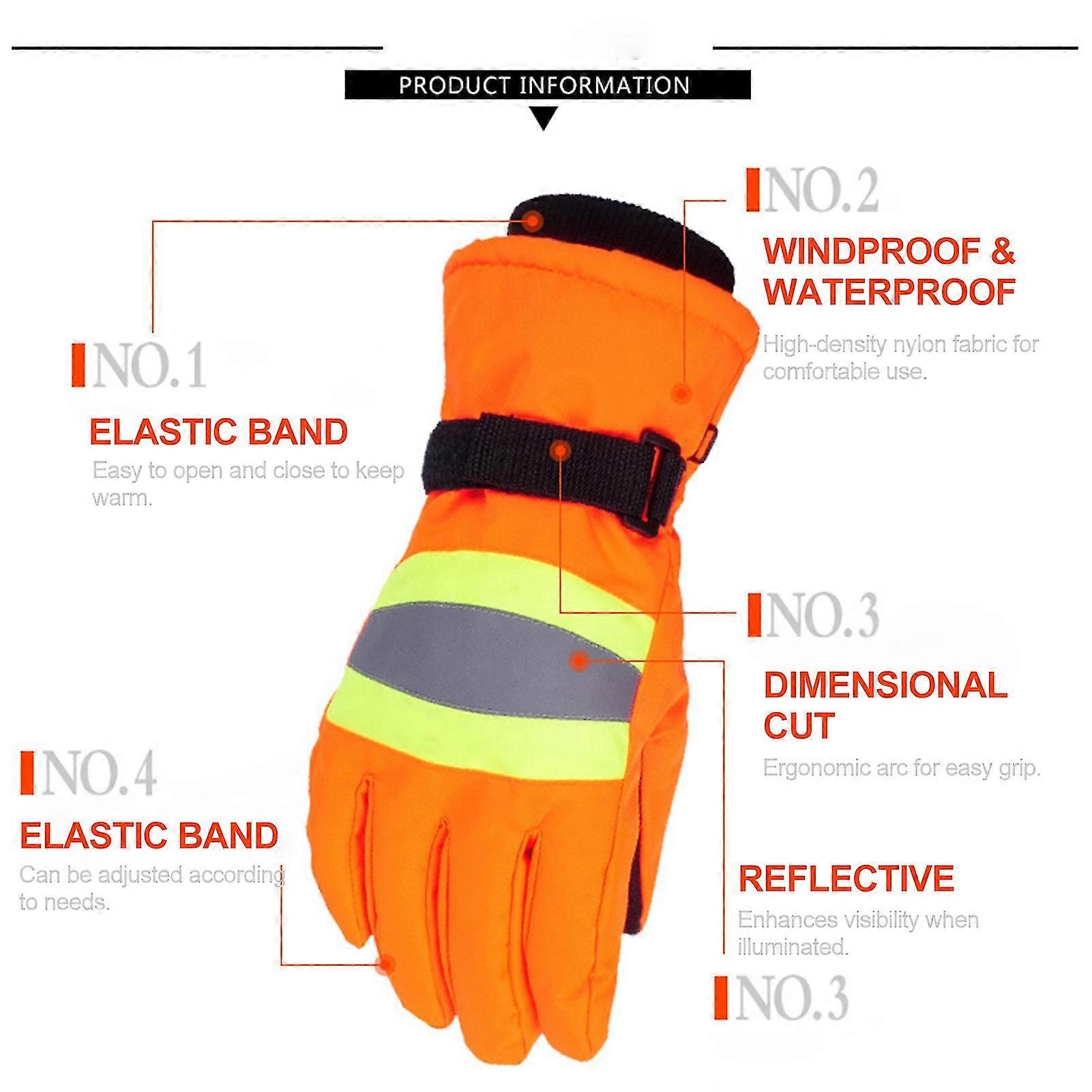 Men Women Reflective Work Gloves Winter Warm Gloves Windproof ...