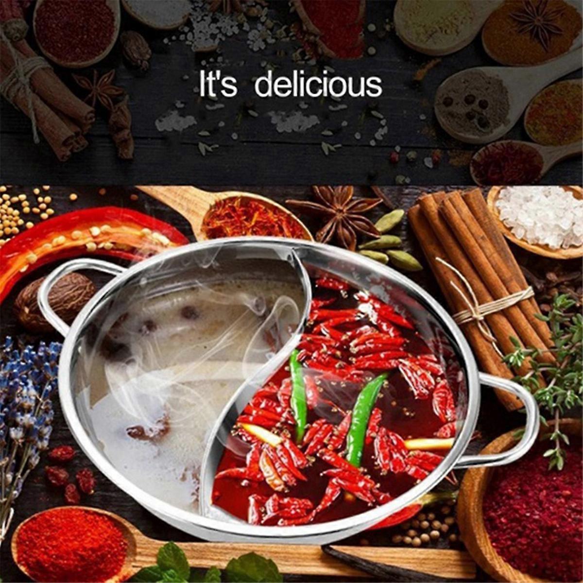 Stainless Steel Twin Divided Double Hotpot Home Kitchen Soup Pot,30cm ...