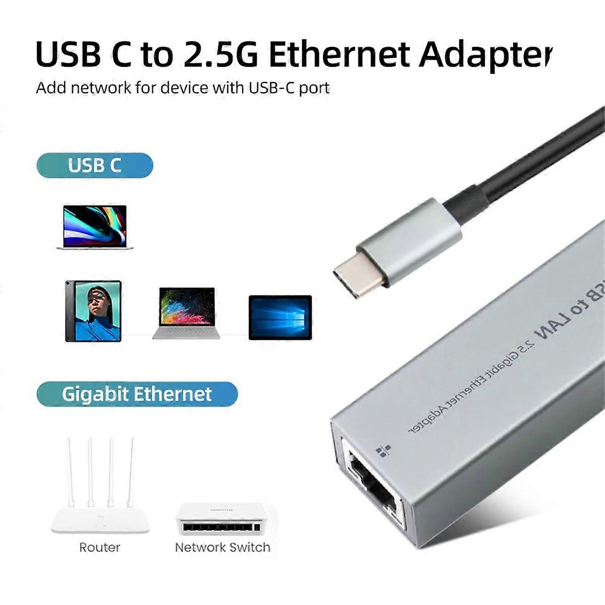 2500Mbps USB Network Adapter Ethernet Adapter 2.5Gbps Gigabit Lan USB C ...