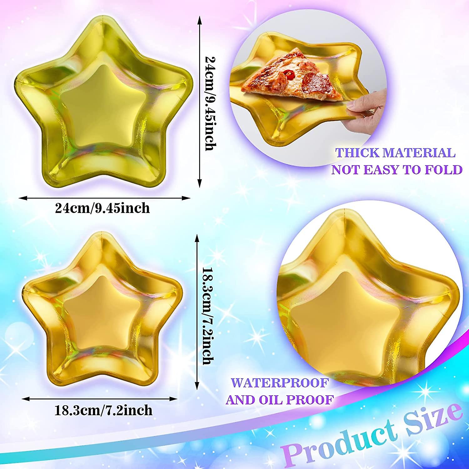 18 Pieces Star Shaped Plates Gold Paper Plates Disposable Dinnerware ...