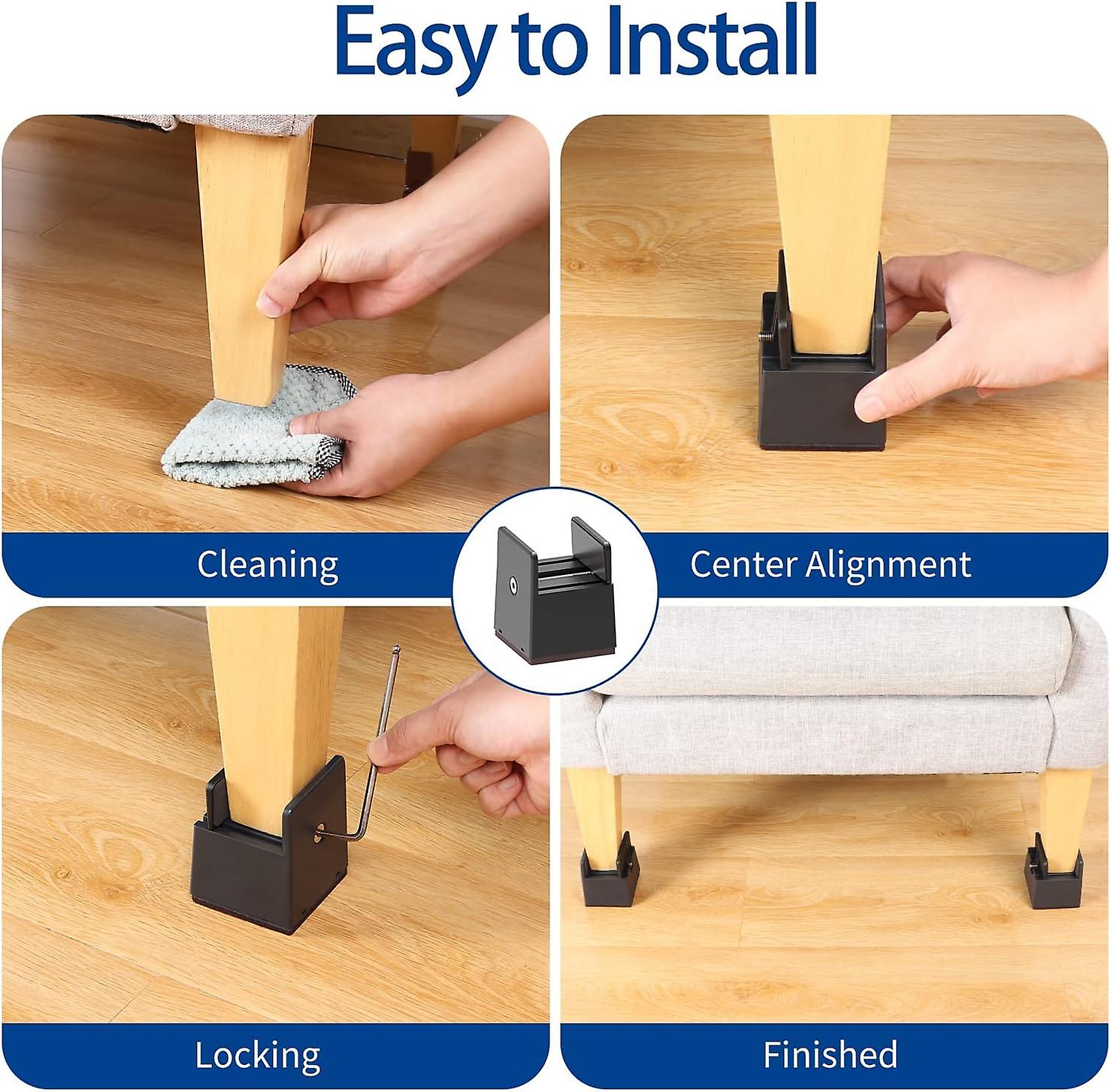 Adjustable Bed and Furniture Risers with Screw Clamp, 4Pcs 5cm ...