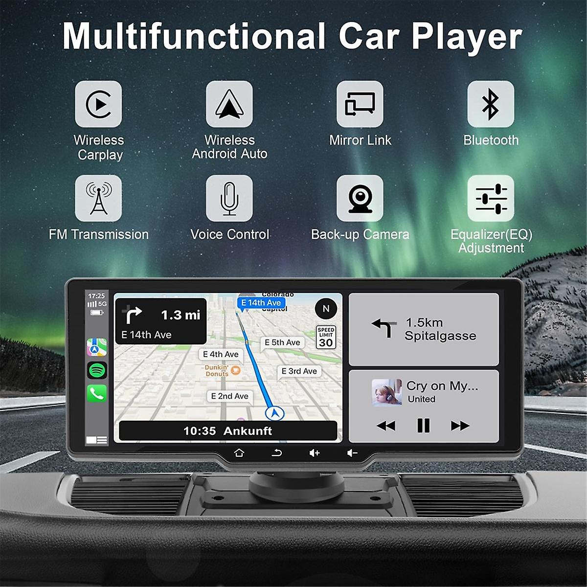 10.26In Portable Car Radio with Backup Camera, Wireless Dash Mount ...
