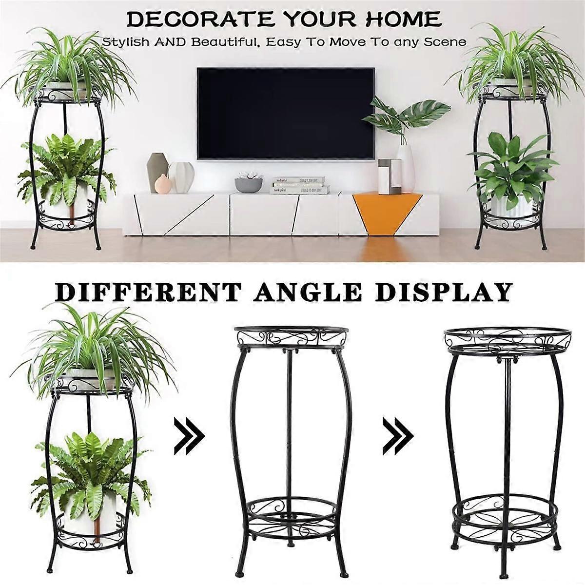 Plant Stand Indoor Outdoor 2 Tier 25inch Tall Metal Potted Holder ...