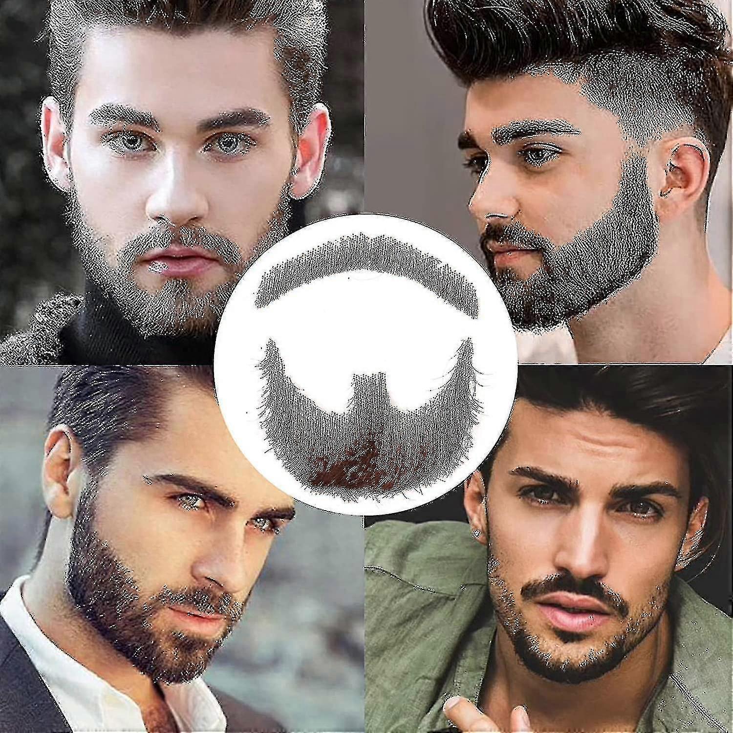 Fake Beard Realistic 100% Human Hair Full Hand Tied Goatee Black For ...