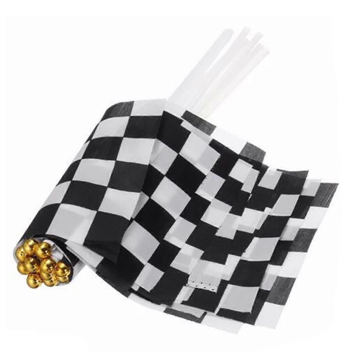 Pack of 50 Hand-Held Mini Flags Checked Racing Flags Black and White ...