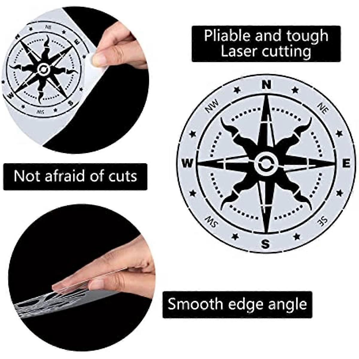 Large Compass Stencils 12x12 Inch Reusable Compass Rose Stencil ...